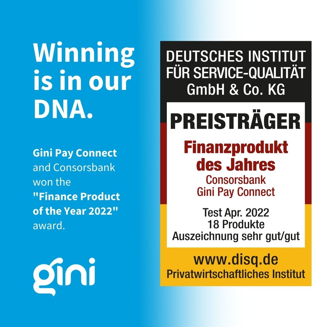 Gini Pay Connect awarded Finance Product of the Year 2022 | Gini